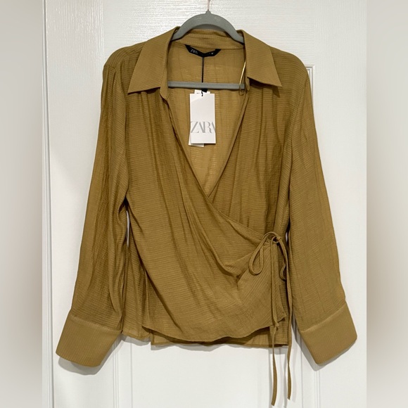 Zara | Tops | Nwt Zara Semisheer Wrap Blouse Large | Poshmark